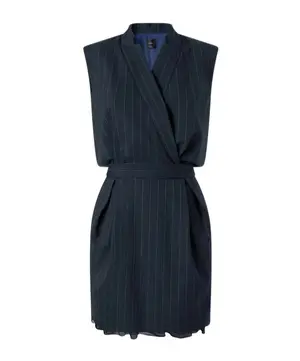 Pinko Sleeveless Wrap Mini Dress With Belted Waist And Ruffled Hem