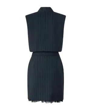 Pinko Sleeveless Wrap Mini Dress With Belted Waist And Ruffled Hem