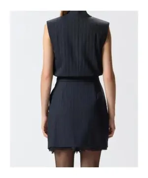 Pinko Sleeveless Wrap Mini Dress With Belted Waist And Ruffled Hem