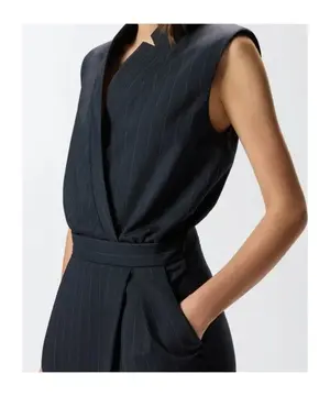 Pinko Sleeveless Wrap Mini Dress With Belted Waist And Ruffled Hem