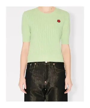 Kenzo Boke Flower Cable Knit Short Sleeve Top