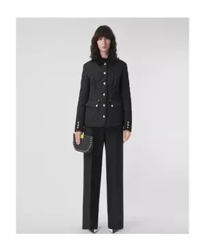 Burberry Quilted Jacket With Corduroy Collar And Gold Buttons