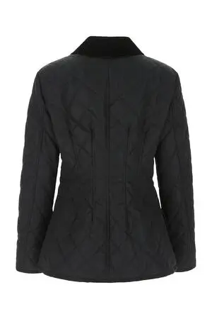 Burberry Quilted Jacket With Corduroy Collar And Gold Buttons