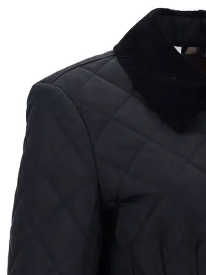 Burberry Quilted Jacket With Corduroy Collar And Gold Buttons