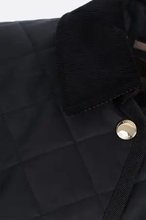 Burberry Quilted Jacket With Corduroy Collar And Gold Buttons