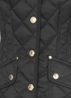 Burberry Quilted Jacket With Corduroy Collar And Gold Buttons