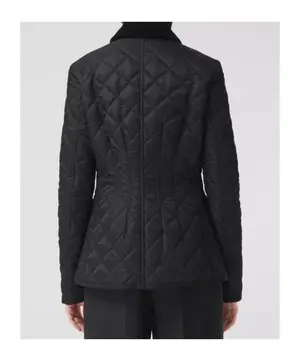 Burberry Quilted Jacket With Corduroy Collar And Gold Buttons