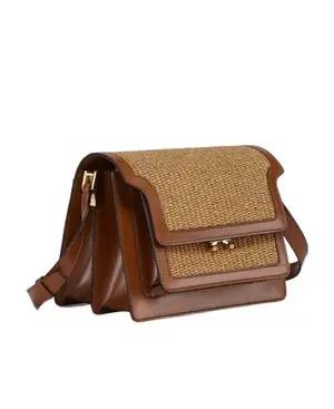 Marni Trunk Soft Medium Bag In Leather And Raffia