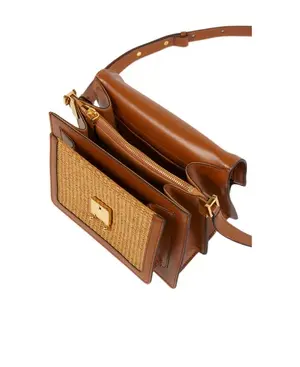 Marni Trunk Soft Medium Bag In Leather And Raffia
