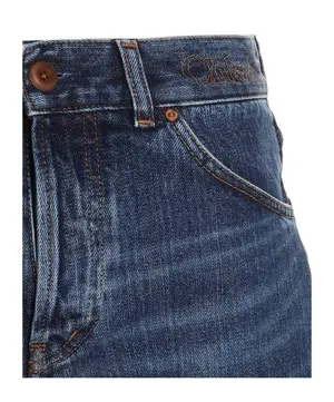 Chloé High-waisted Denim Shorts With Engraved Horn Buttons