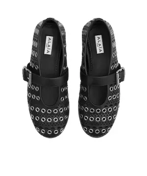 Alaïa Eyelet-embellished Ballet Flats