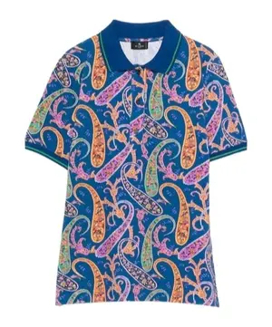 Etro Paisley Print Polo Top With Pointed Collar