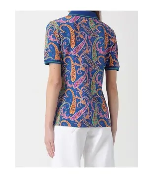 Etro Paisley Print Polo Top With Pointed Collar