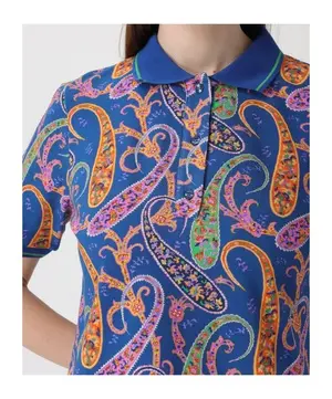 Etro Paisley Print Polo Top With Pointed Collar