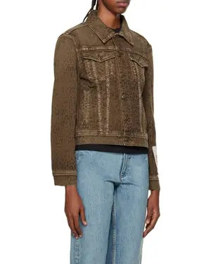 GOLDEN GOOSE Leopard Print Denim Jacket