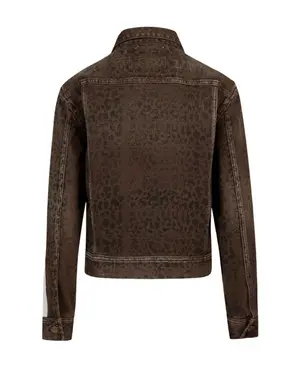 GOLDEN GOOSE Leopard Print Denim Jacket