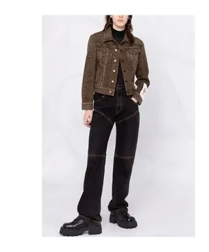 GOLDEN GOOSE Leopard Print Denim Jacket
