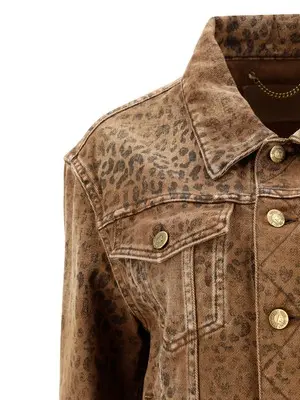 GOLDEN GOOSE Leopard Print Denim Jacket