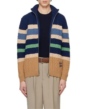 Maison Kitsuné Striped Zipped Jumper