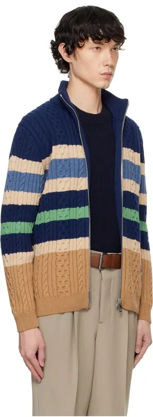 Maison Kitsuné Striped Zipped Jumper