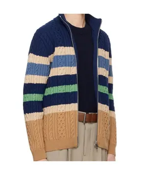 Maison Kitsuné Striped Zipped Jumper