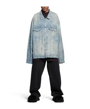 Balenciaga Diagonal Allover Oversized Denim Jacket