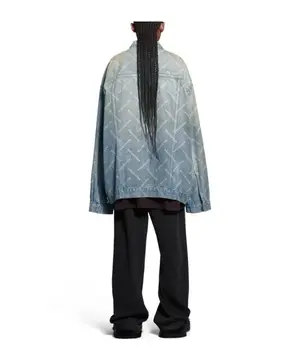 Balenciaga Diagonal Allover Oversized Denim Jacket