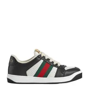 Gucci Screener Web Stripe Lace-up Sneakers - Black/white