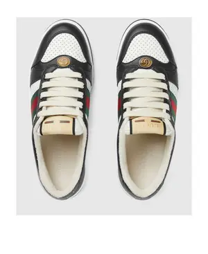 Gucci Screener Web Stripe Lace-up Sneakers - Black/white