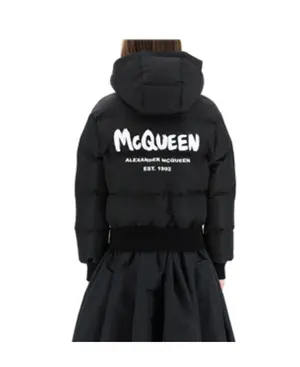 Alexander McQueen Hooded Puffer Jacket With Logo Print