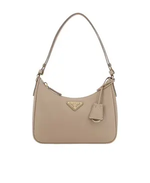 Prada Logo Plaque Zipped Shoulder Bag