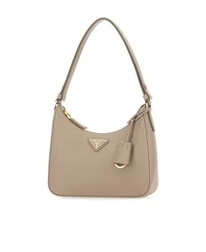 Prada Logo Plaque Zipped Shoulder Bag