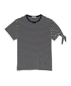 J.W.ANDERSON Jw Anderson Striped Knot Sleeved T-shirt - Black