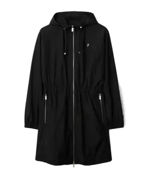 Burberry Logo Plaque Hooded Drawstring Trench Coat