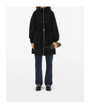 Burberry Logo Plaque Hooded Drawstring Trench Coat