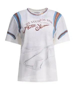 Acne Studios Logo Printed Crewneck T-shirt - White