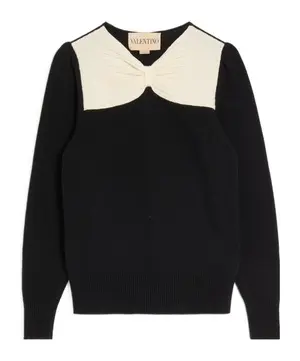 Valentino Garavani Wool Jumper With Ruched Bow Detail