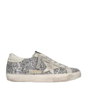 GOLDEN GOOSE Super-star Sequined Low-top Sneakers - Silver/ice