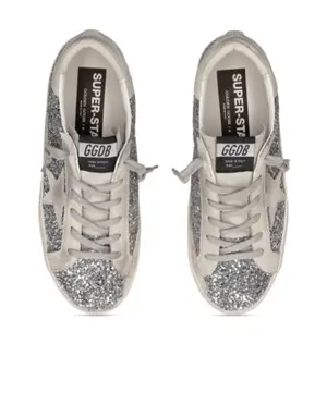 GOLDEN GOOSE Super-star Sequined Low-top Sneakers - Silver/ice
