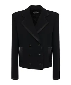 Dolce & Gabbana Double-breasted Blazer With Satin Trim - Black