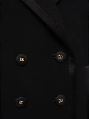 Dolce & Gabbana Double-breasted Blazer With Satin Trim - Black