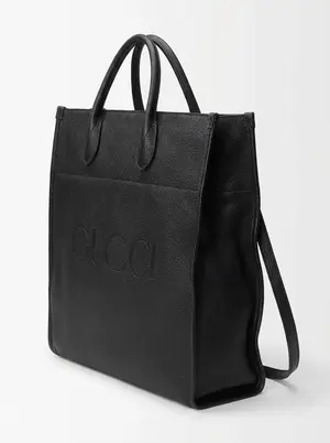 Gucci Embossed Logo Top Handle Bag - Black