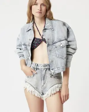 Isabel Marant Étoile Eneidao" Distressed Denim Shorts With Frayed Hem