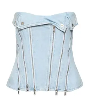 DION LEE Denim Zip-up Blouse
