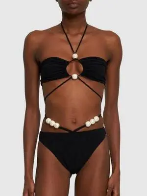 Magda Butrym Embellished Neck Bikini Top