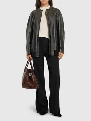 THE ROW Long-sleeved Leather Bomber Jacket