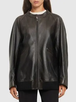 THE ROW Long-sleeved Leather Bomber Jacket