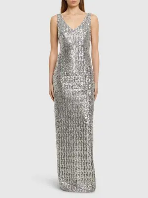 Michael Kors Sequined V-neck Maxi Dress