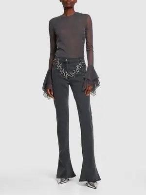 Blumarine Ruffled Sheer T-shirt