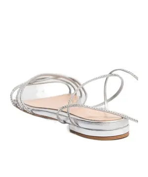 GIANVITO ROSSI 10mm Leather Crystal Ankle Tie Sandals